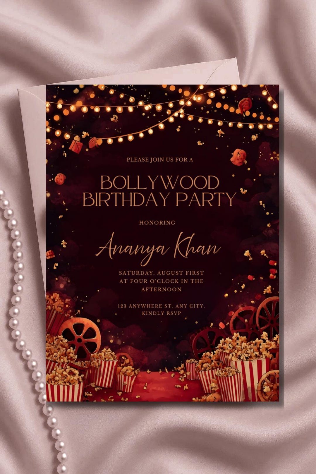 Bollywood Birthday Invitation, Desi Movie Night Theme (editable Canva ...