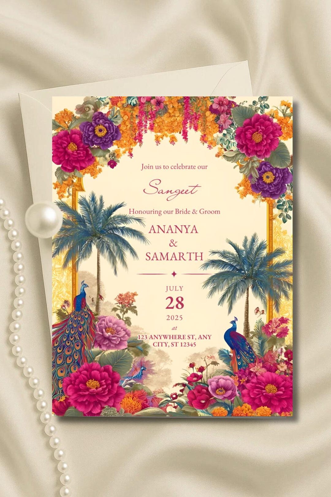 Mehndi Sangeet Invitation Template, Indian Wedding, Editable Canva ...