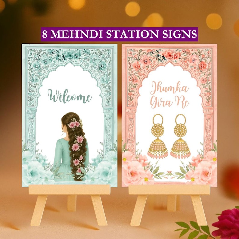 Mehndi Station Sign Printable, Indian Wedding Henna Party Decor, Mehndi ...