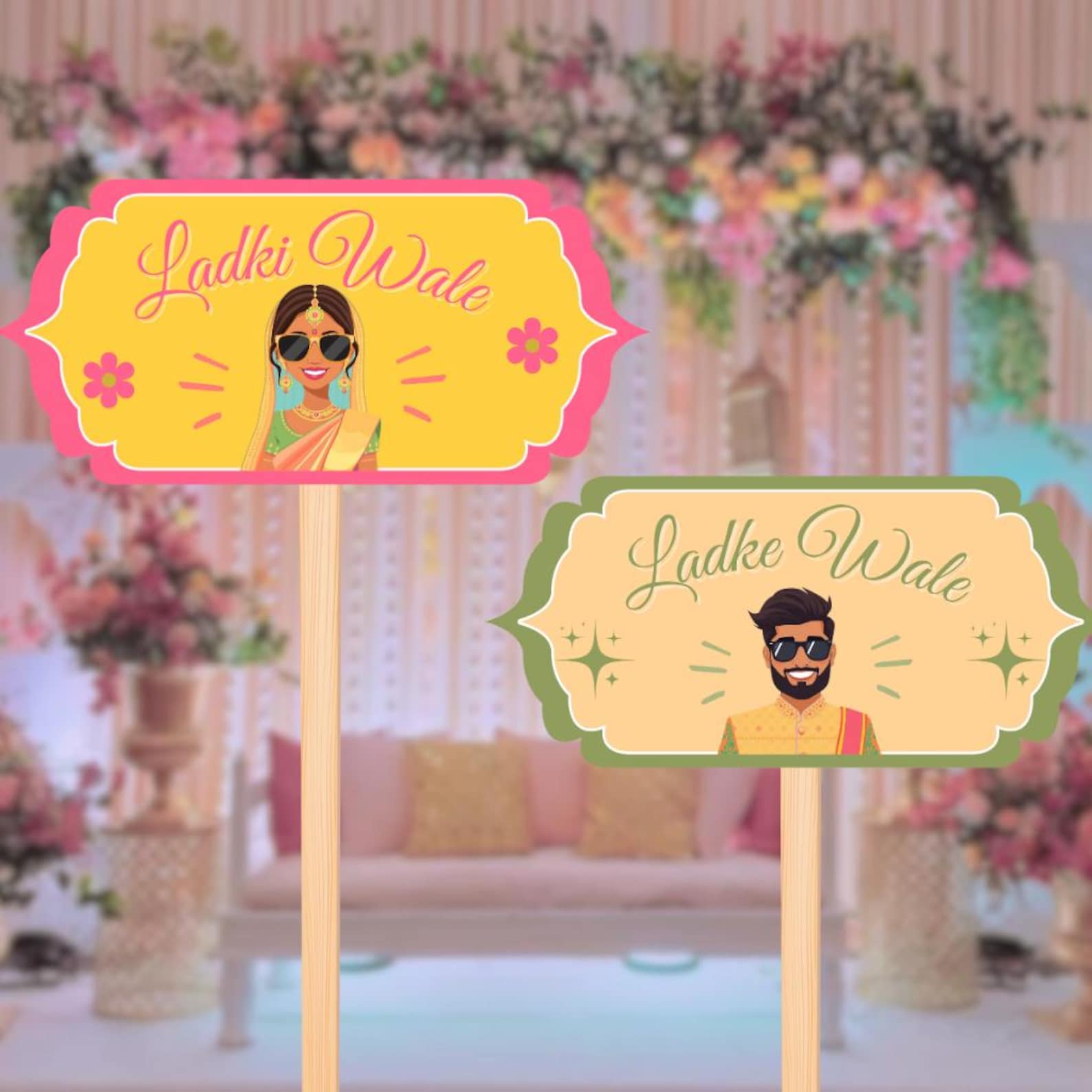 Desi Indian Pakistani Wedding Photo Booth Props: Mehndi Sangeet Dholki ...
