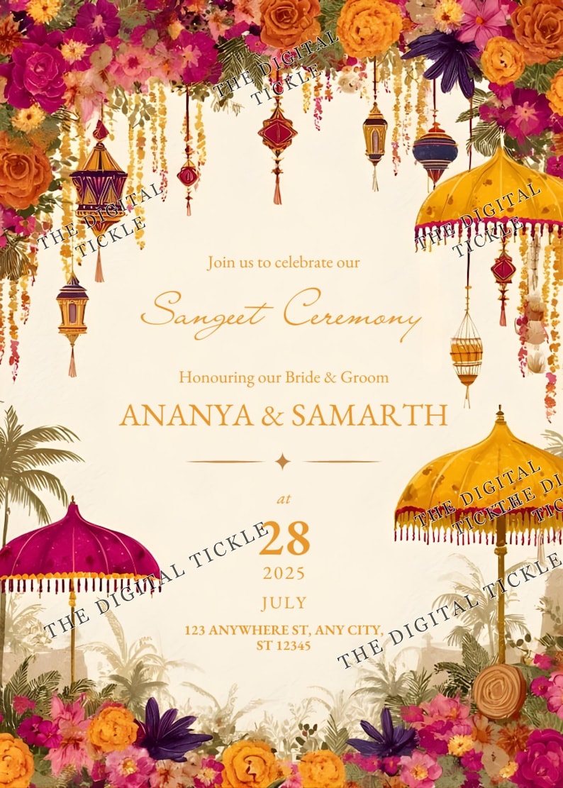Colorful Mehndi Sangeet Jaggo Invitation Template Indian Pakistani ...