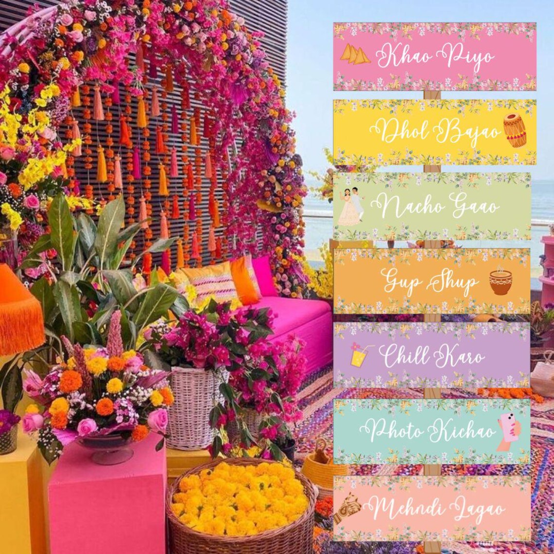 Khao Piyo Sign Colorful Desi Wedding Mehndi, Maiyoun, Dholki, Sangeet ...