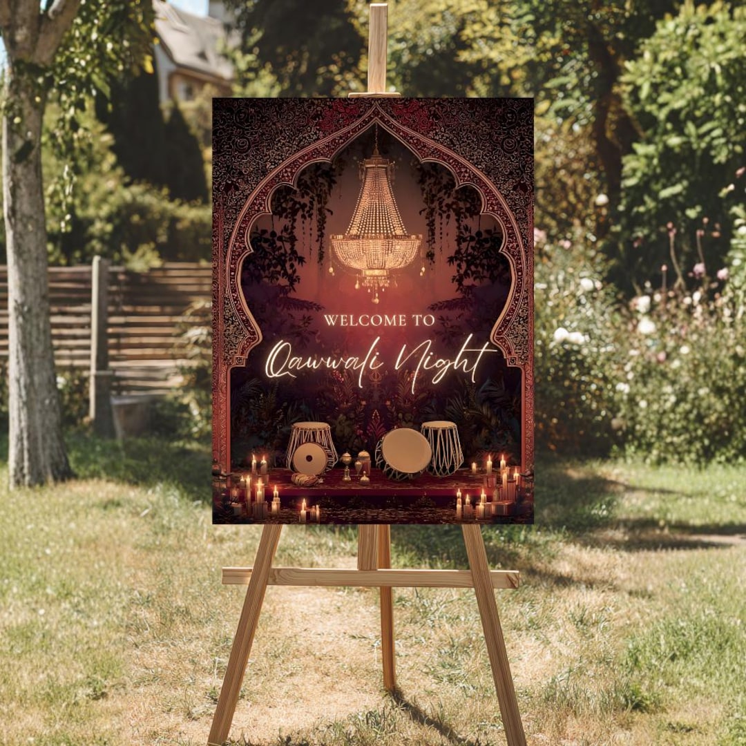 Qawwali Night Welcome Sign: Pakistani Wedding Decor (canva Template) - Etsy