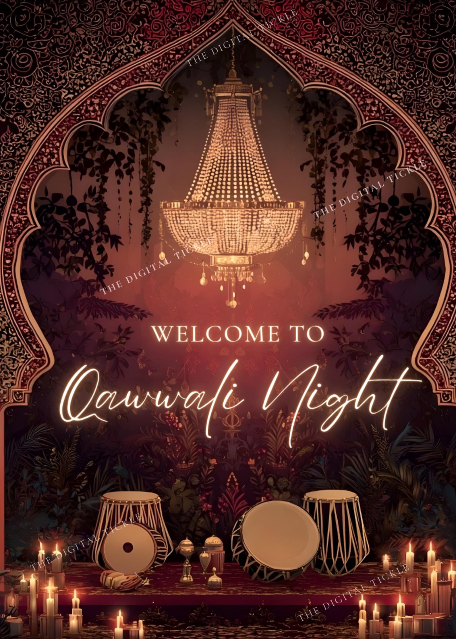 Qawwali Night Welcome Sign: Pakistani Wedding Decor (canva Template) - Etsy