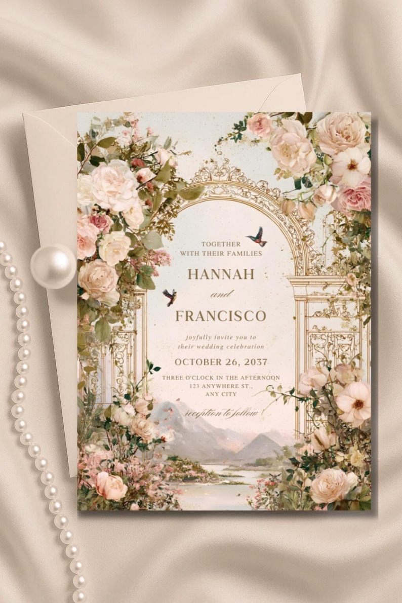 Wildflower Garden Wedding Invitation Suite: Romantic Botanical Canva ...