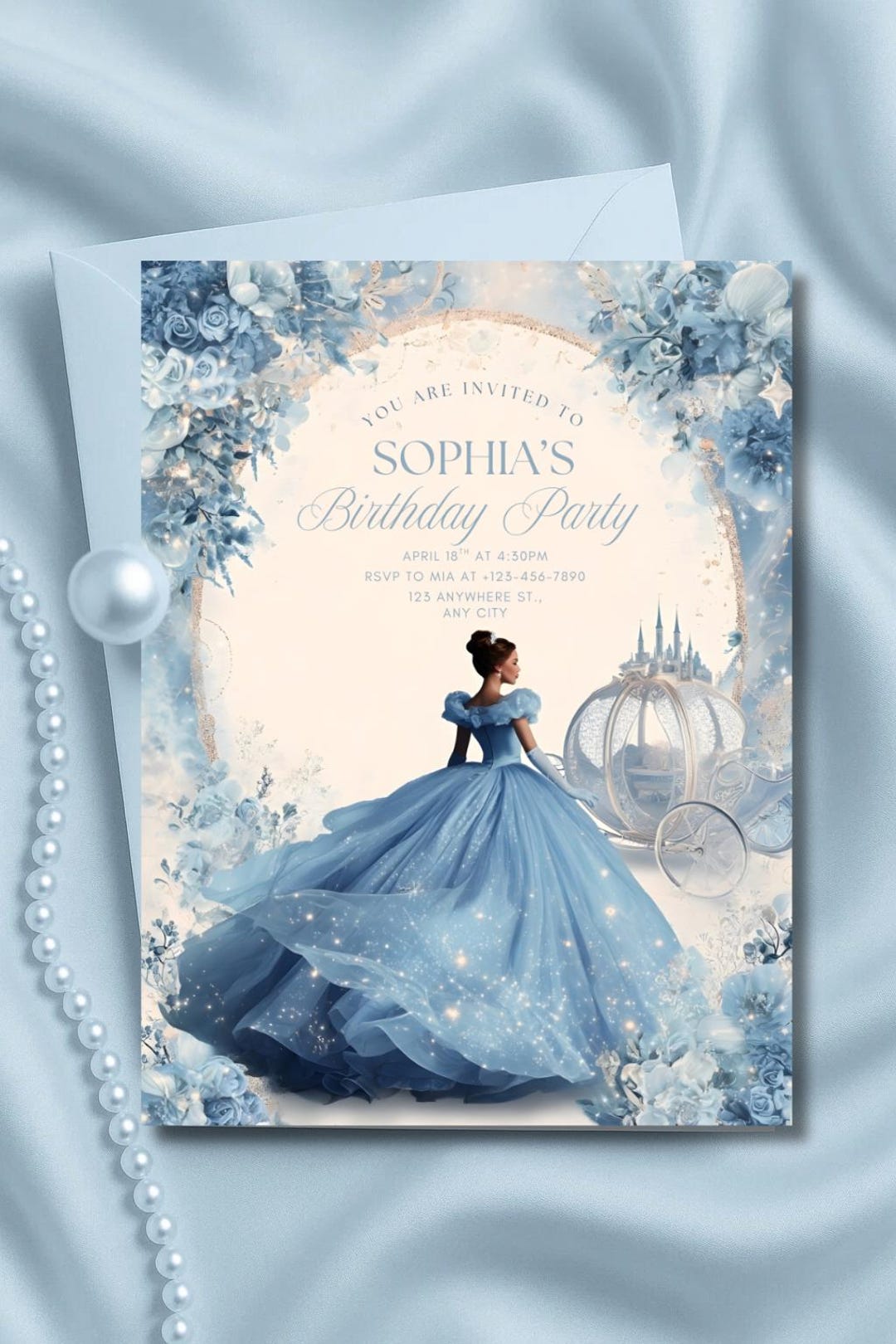 Cinderella Birthday Invitation, Girls Fairytale Party (editable Canva ...