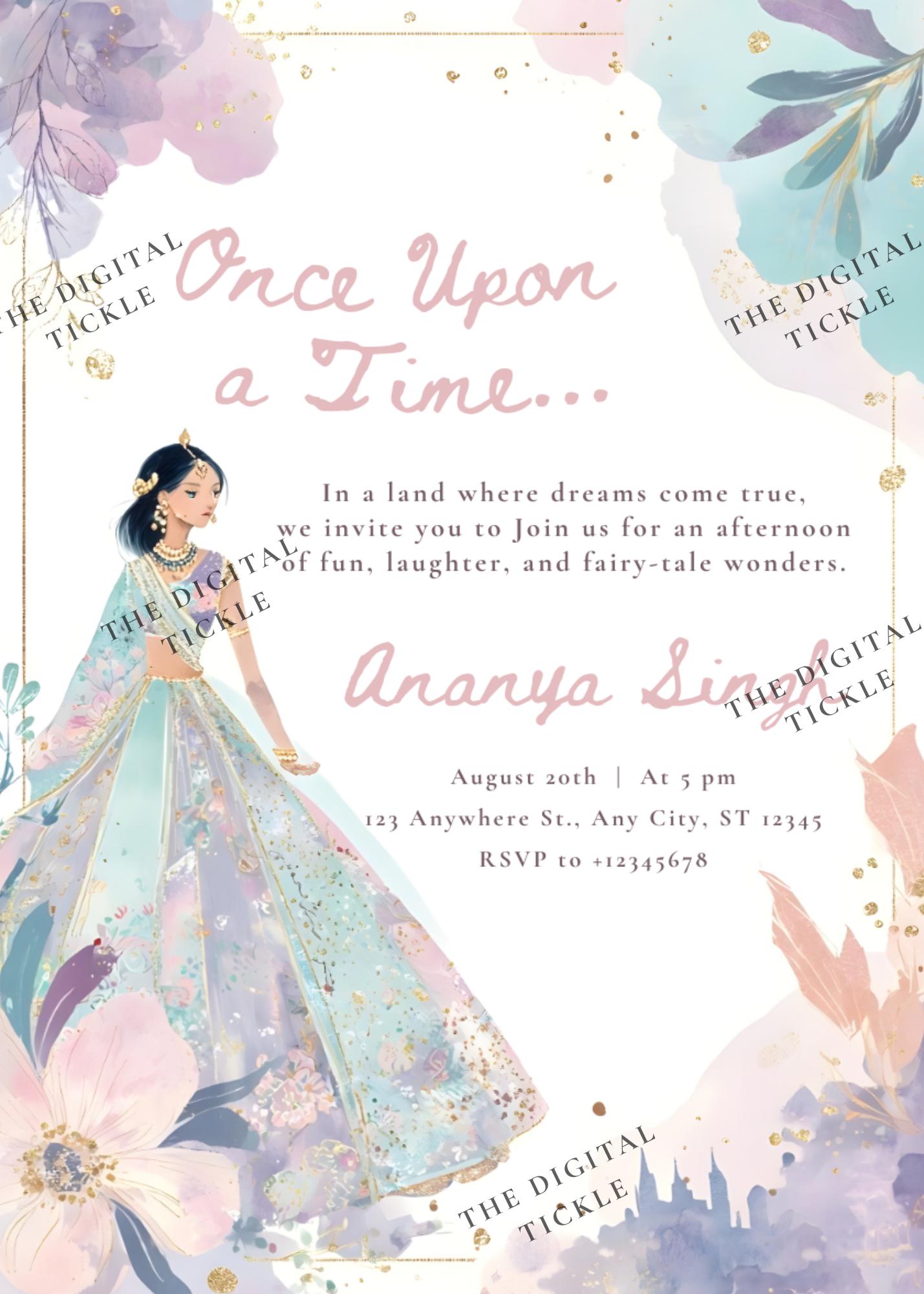 Desi Princess Birthday Invitation, Indian Pakistani Party (editable ...