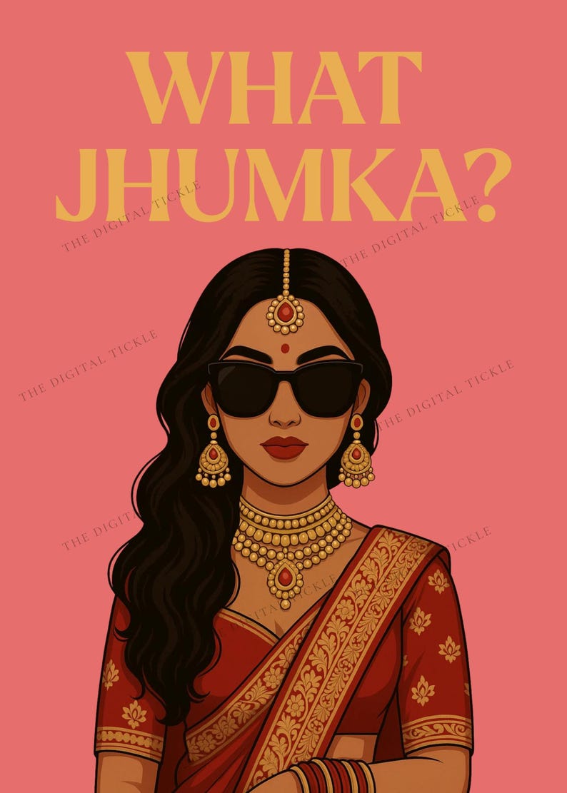 What Jhumka Earring Favor Card: Mehndi, Shaadi, Mayoun (digital ...