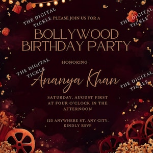 Bollywood Birthday Invitation, Desi Movie Night Theme (editable Canva ...