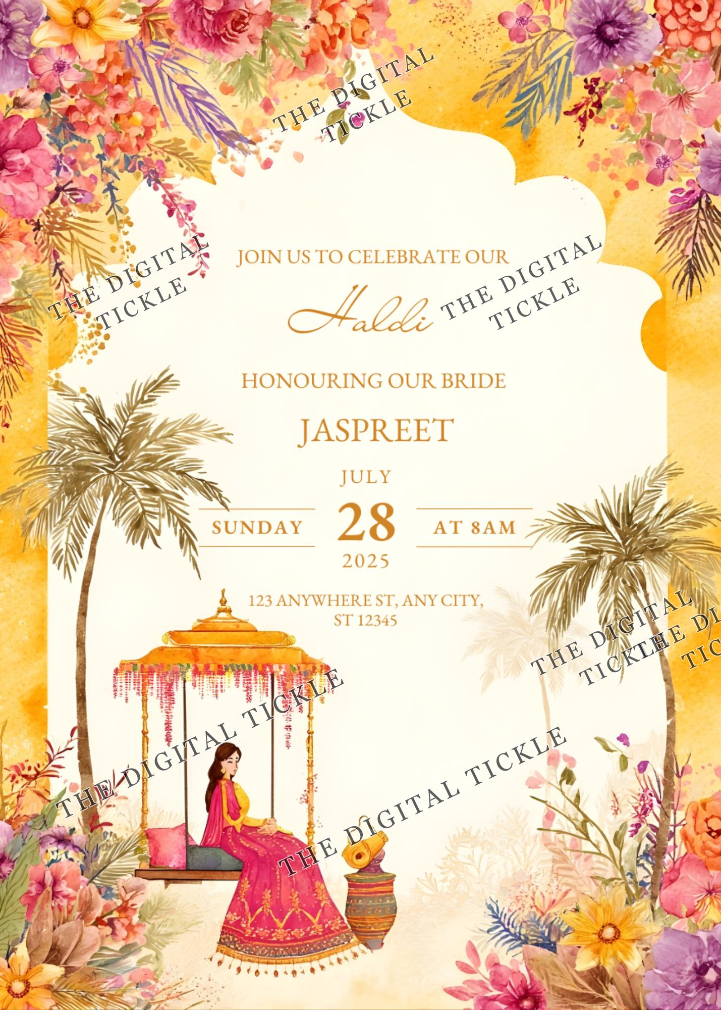 Colorful Mehndi Sangeet Invitation, Indian Wedding Template (digital ...