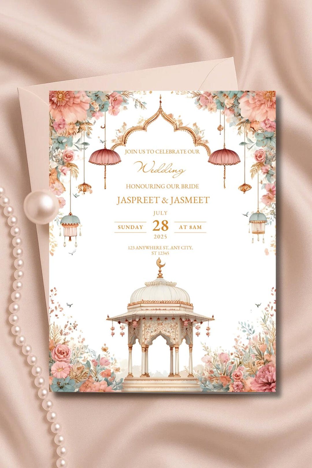 Royal Desi Wedding Invitation, Elegant Indian Pakistani Invite ...