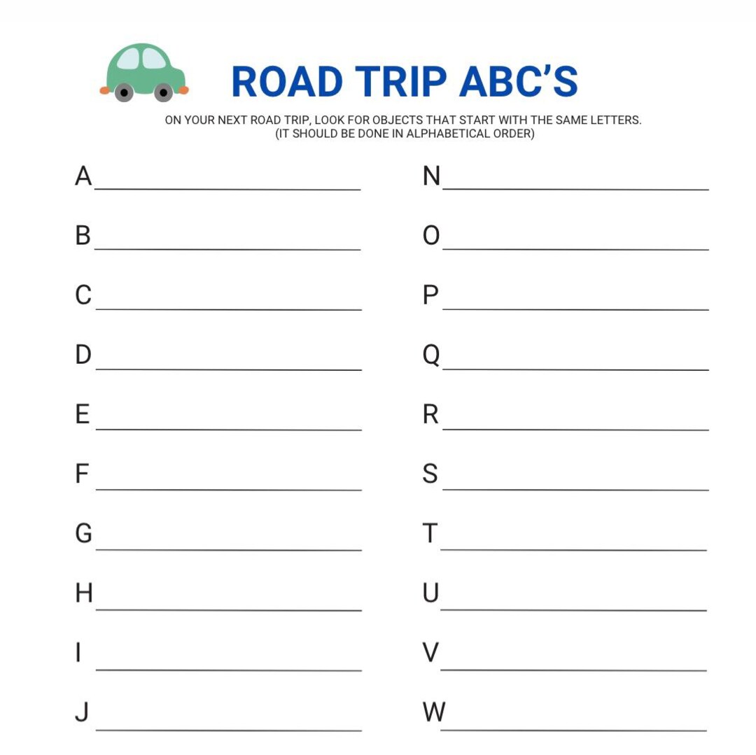 Road Trip ABC Game - Etsy