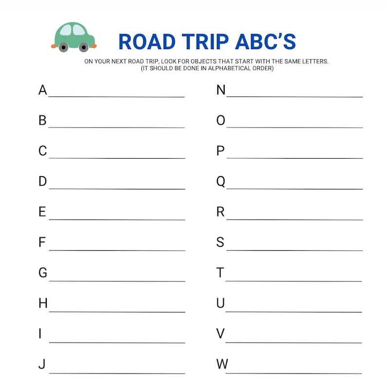 Road Trip ABC Game - Etsy