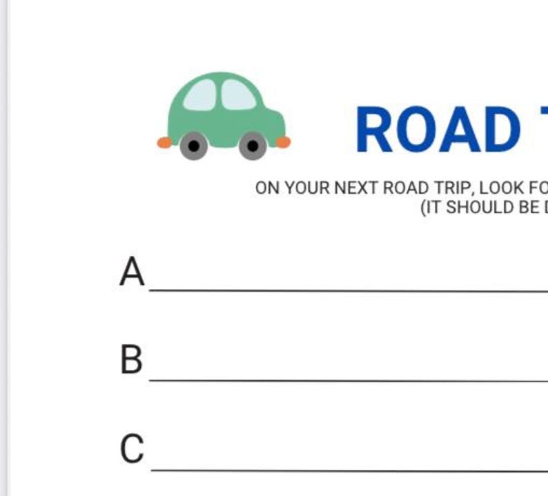 Road Trip ABC Game - Etsy