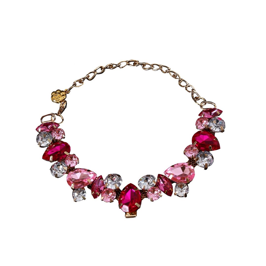 Pink Gemstone Pet Collar: Custom Crystal Healing, Chakra Balancing - Etsy