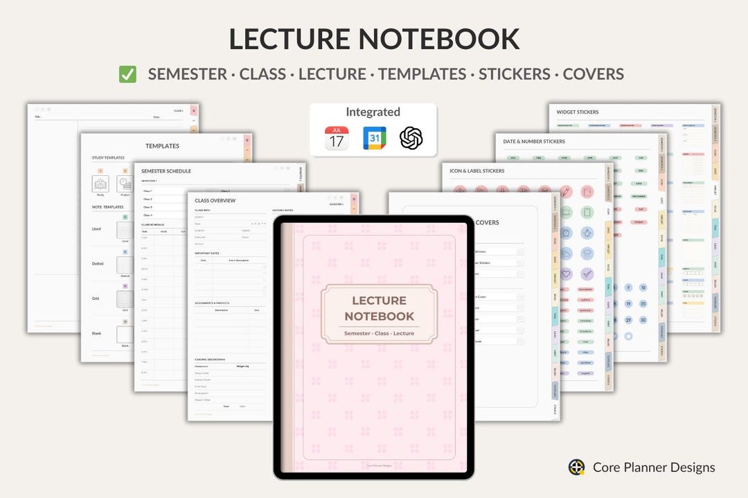 Digital Lecture Notebook (semester, Class, Lecture, Notes, Stickers) - Etsy