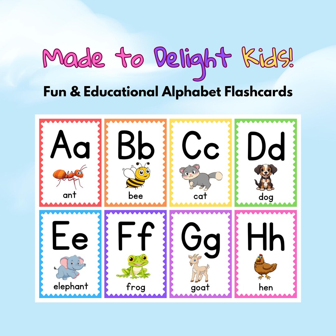 A-Z Animal Alphabet Flashcards for Kids - Cute Educational Printable ...