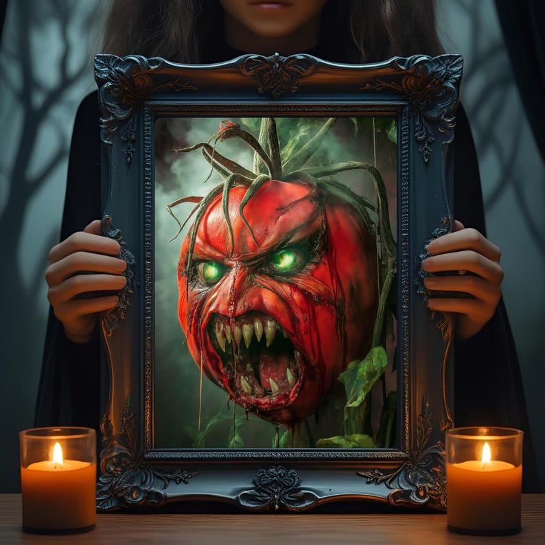 Tomato Monster Wall Art – Creepy Printable Poster, Horror Kitchen Decor ...