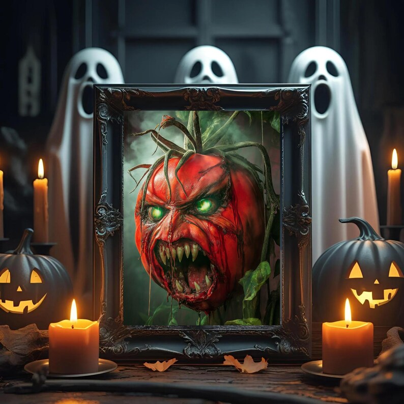 Tomato Monster Wall Art – Creepy Printable Poster, Horror Kitchen Decor ...