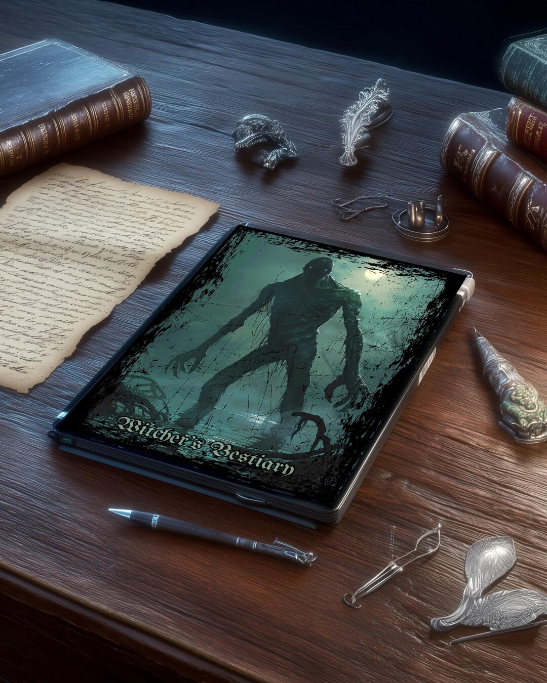 Witcher Journal Cover Printable – Gothic Grimoire Notebook Page | Dark ...