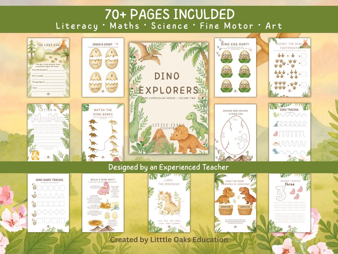 Dino Explorers EYFS Curriculum Pack | 70+ Page Printable Workbook ...