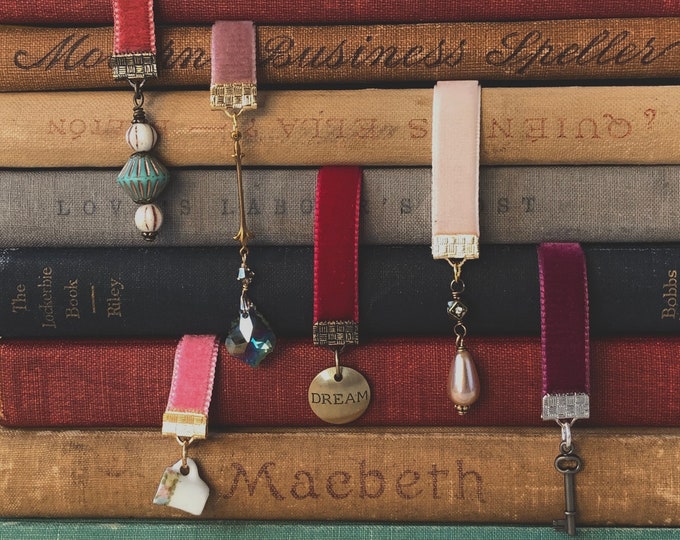 Velvet Ribbon Bookmark With Charms, Velvet Bookmark, Reader Gift ...