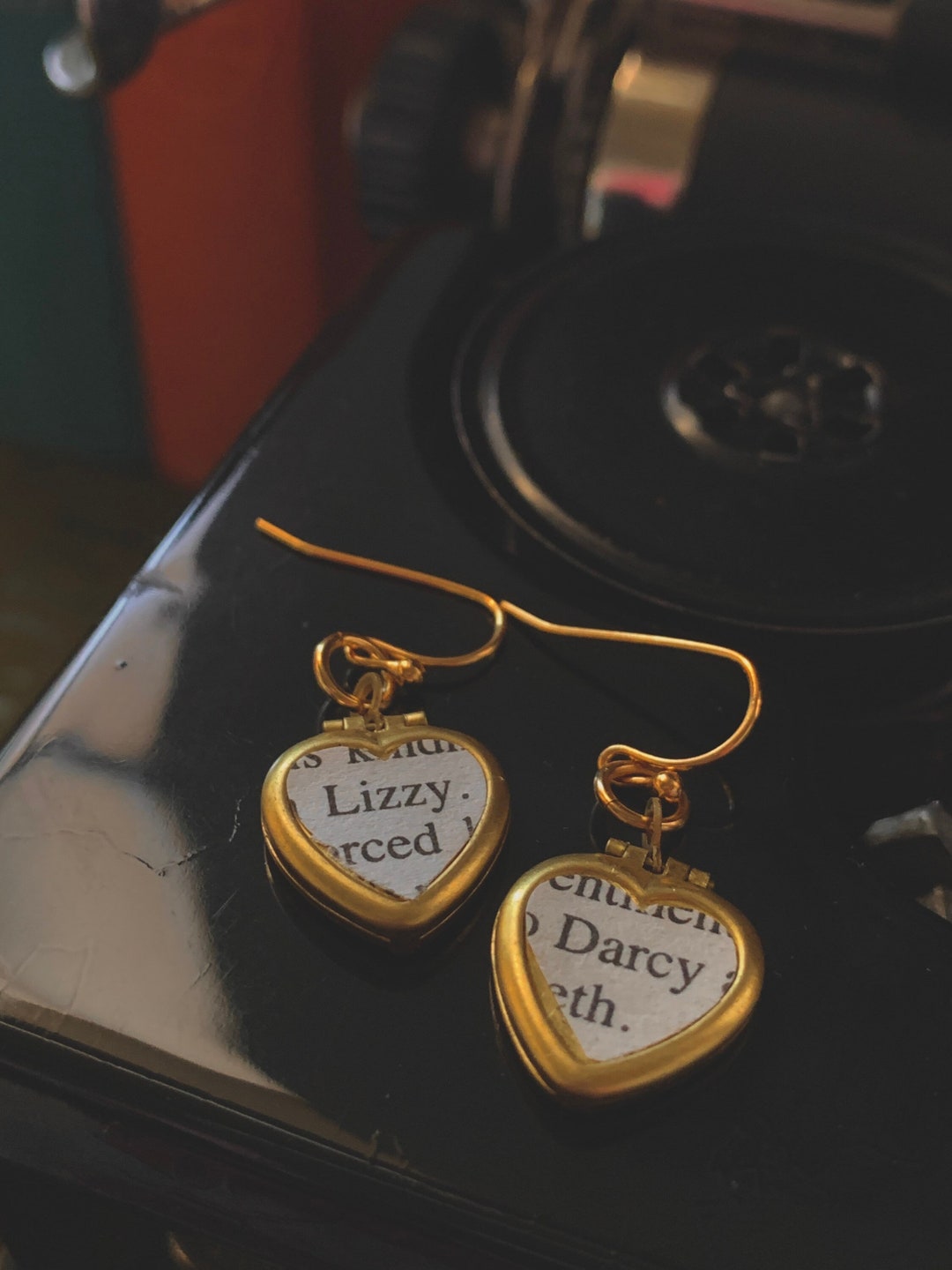 Lizzy and Darcy Heart Locket Earrings – Pride & Prejudice Jewelry ...