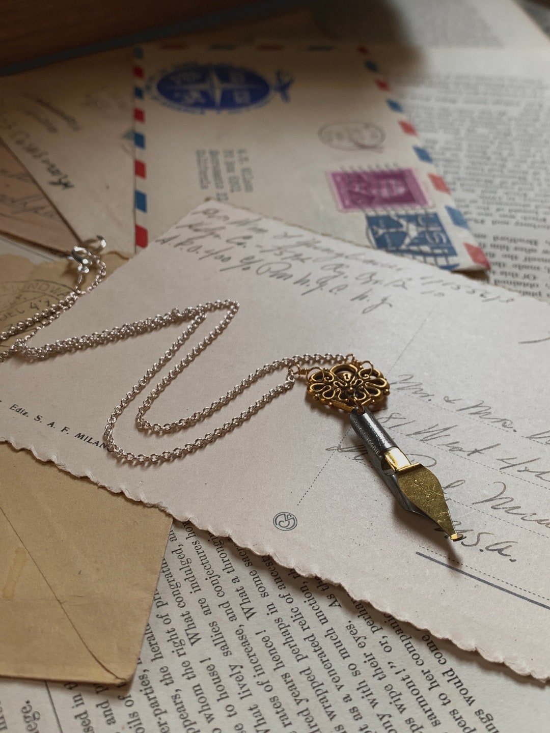 Vintage Speedball Fountain Pen Necklace, Pen Nib Necklace, Fountain Pen ...