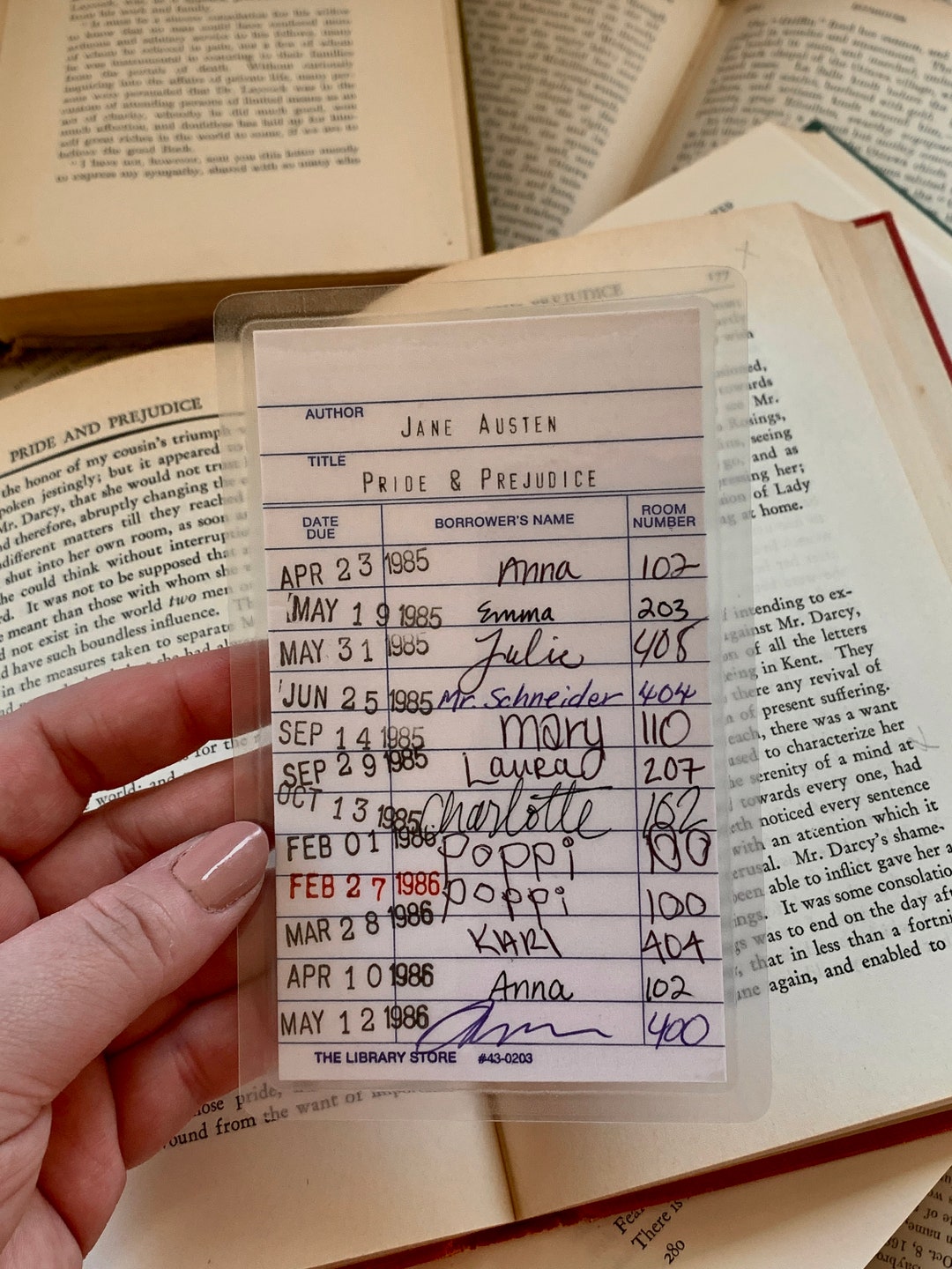 Library Due Date Card Bookmark, Pride & Prejudice, Laminated Bookmark ...