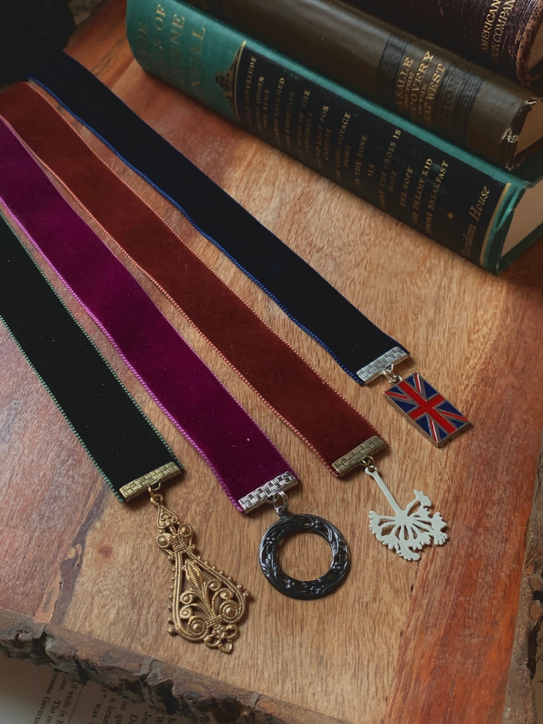 Velvet Ribbon Bookmark With Charms, Velvet Bookmark, Reader Gift ...