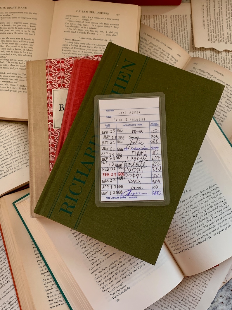 Library Due Date Card Bookmark, Pride & Prejudice, Laminated Bookmark ...