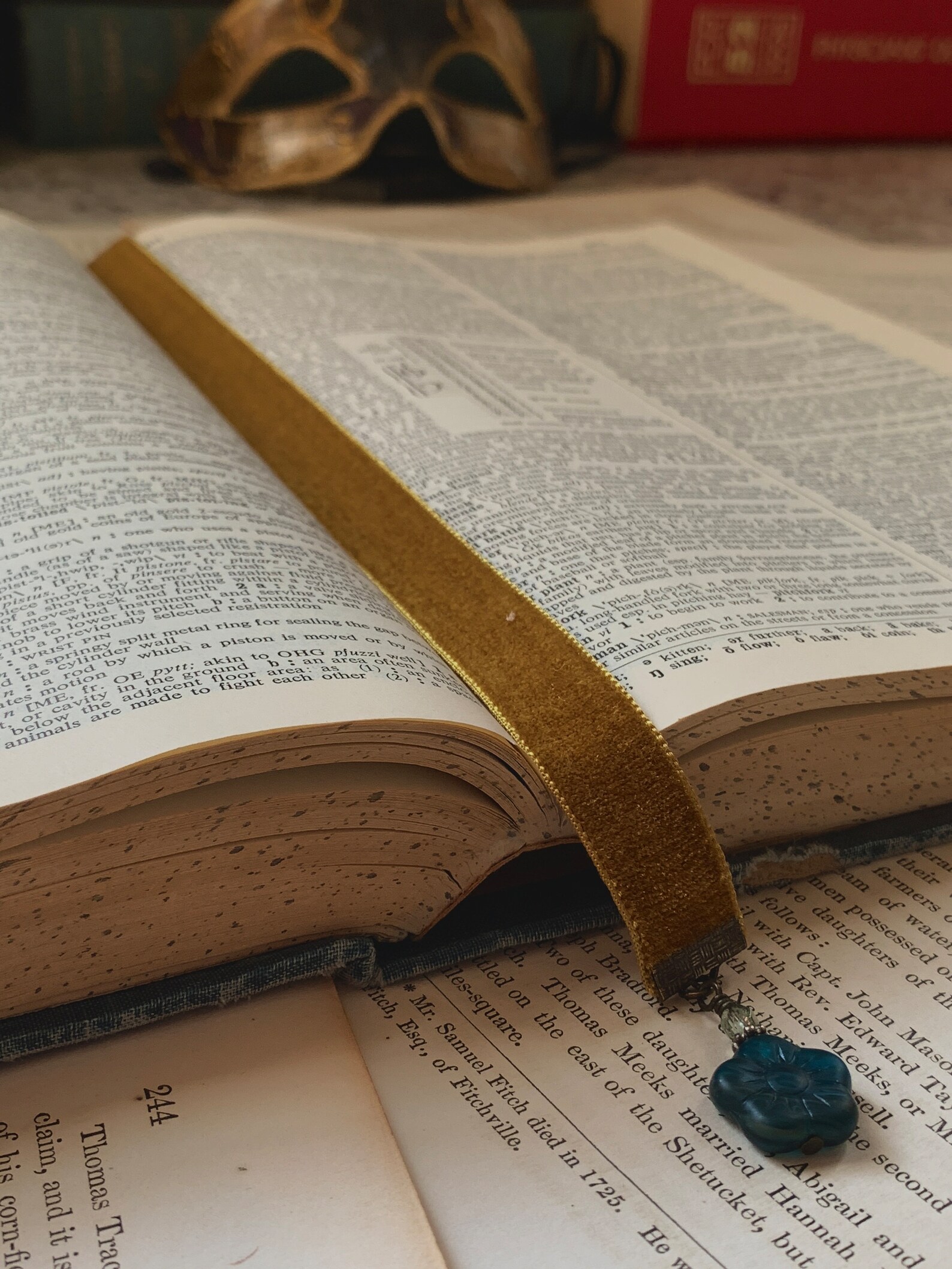 Velvet Ribbon Bookmark With Charms, Velvet Bookmark, Reader Gift ...