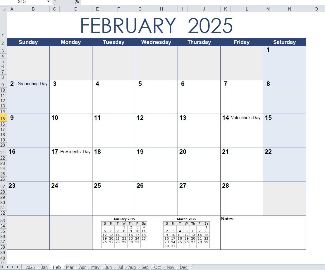 2025 Event Planner Excel Template – Printable Calendar & Budget Tracker ...