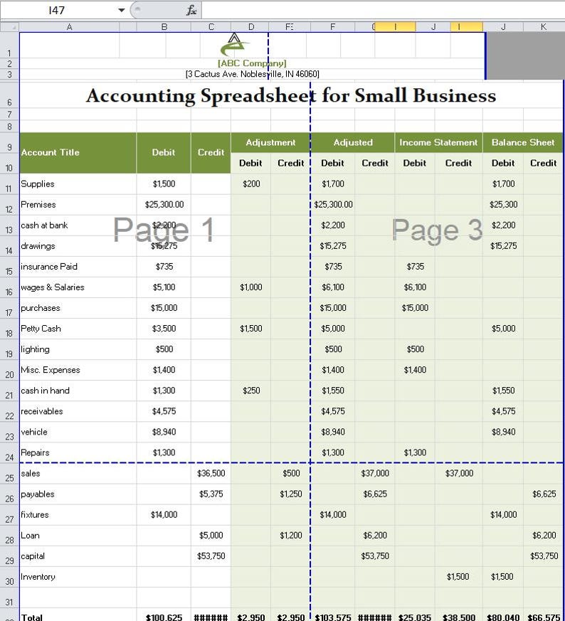 Digital Accounting Spreadsheet Templates for Small Business - Etsy