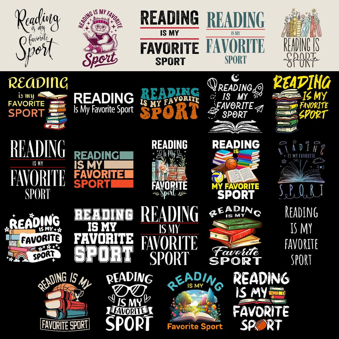 Reading is My Favorite Sport PNG Bundle, Funny Book Lover Quote Clipart ...
