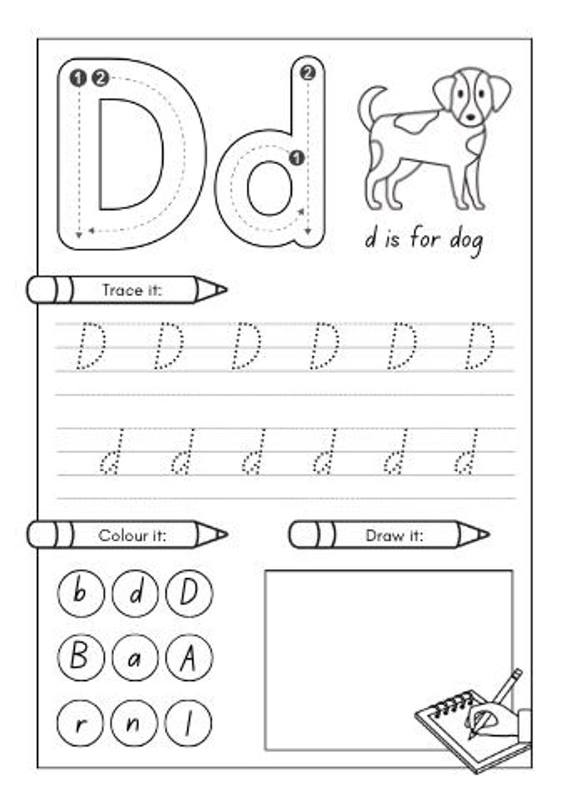 Alphabet Activity Worksheets A–Z | Letter Tracing, Coloring & Drawing ...
