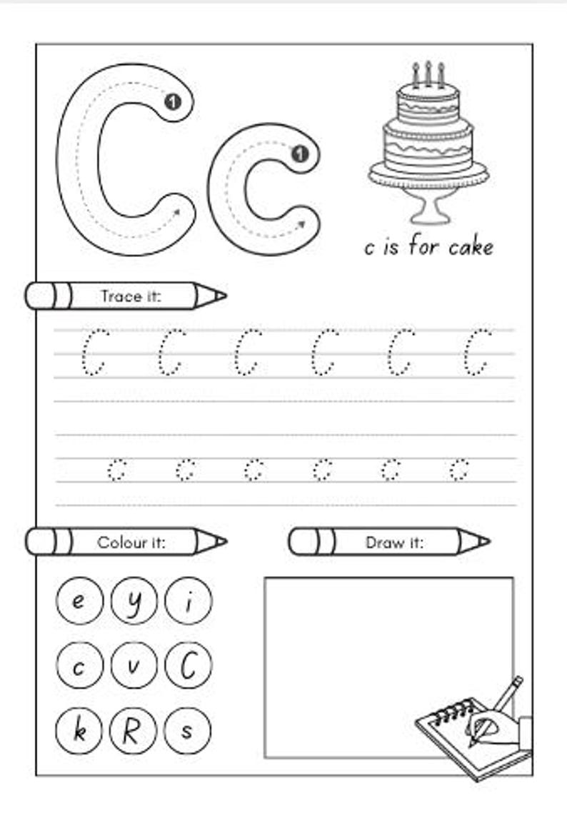 Alphabet Activity Worksheets A–Z | Letter Tracing, Coloring & Drawing ...