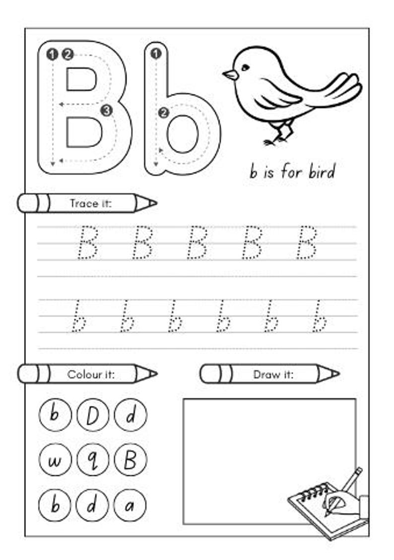 Alphabet Activity Worksheets A–Z | Letter Tracing, Coloring & Drawing ...