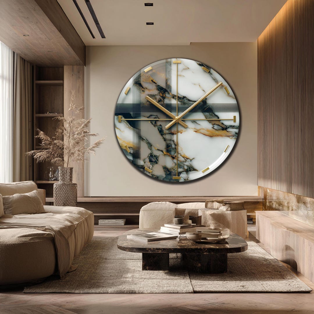 Reloj de pared abstracto de vidrio dorado, arte de pared, reloj de ...