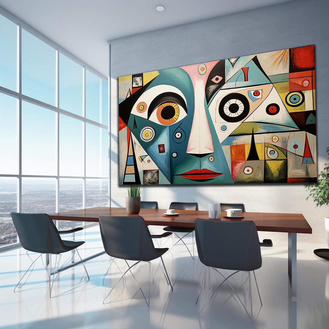 Pablo Picasso Wall Art, Lip Wall Art, Geometric Face Art, Tempered ...