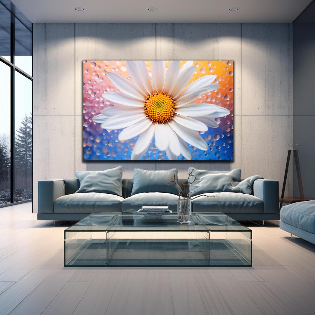Daisy Flower Glass Wall Art, Daisy Wall Decor, Spring Flower Print ...