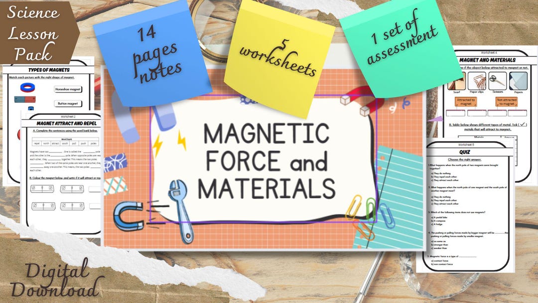 Magnetic Force Science Lesson Pack: Worksheets, Quiz & Assessment - Etsy