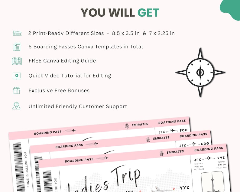 Editable Board Pass Canva Template, Printable Boarding Pass, Printable ...