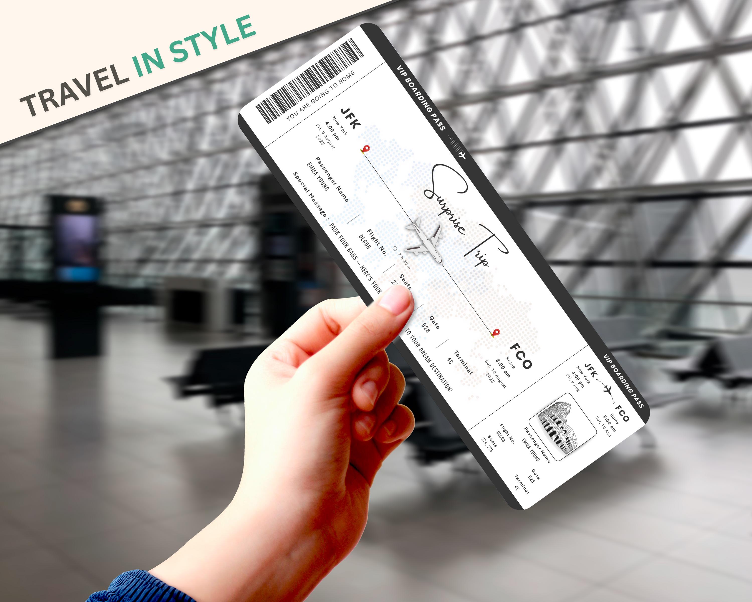 Editable Surprise Boarding Pass, Board Pass, Canva Boardingpass ...
