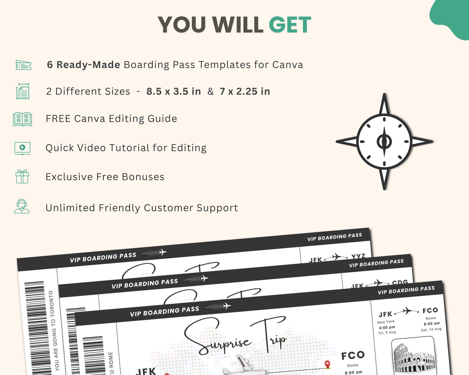 Editable Surprise Boarding Pass, Board Pass, Canva Boardingpass ...