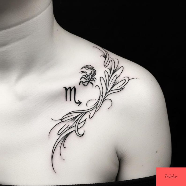 Scorpio Tattoo Design | Scorpio Zodiac Celestial Art C Minimalist Line ...