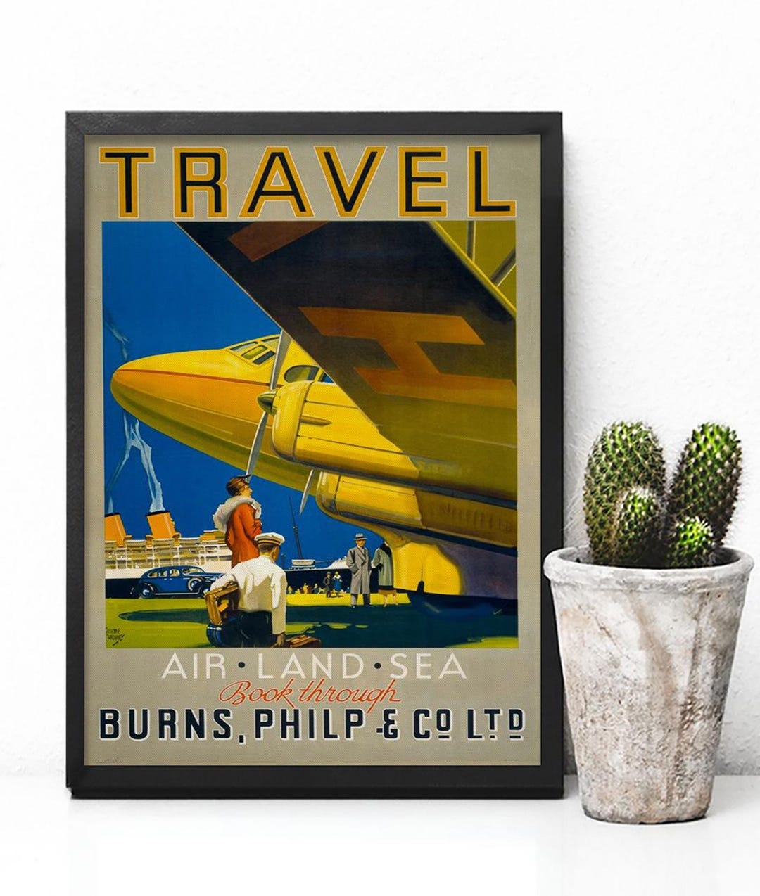 Vintage Airplane Travel Poster, Retro Aviation Wall Art, Classic Flight ...