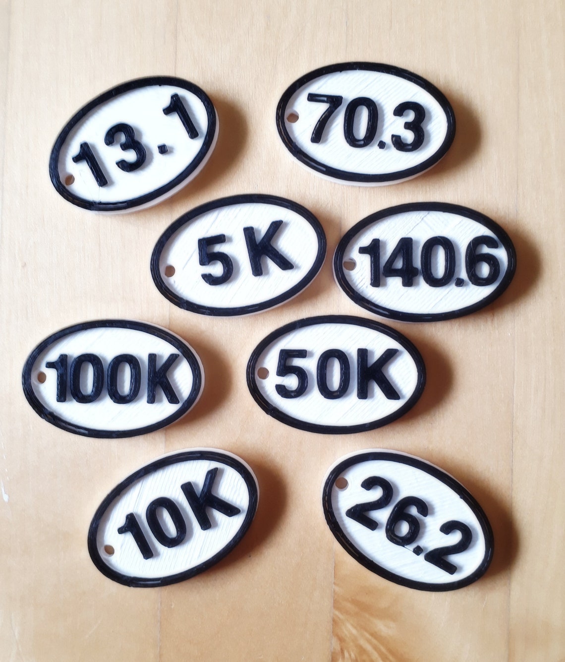 Running Distance Oval Keychain Decals, 3D Printed With Numbers in ...