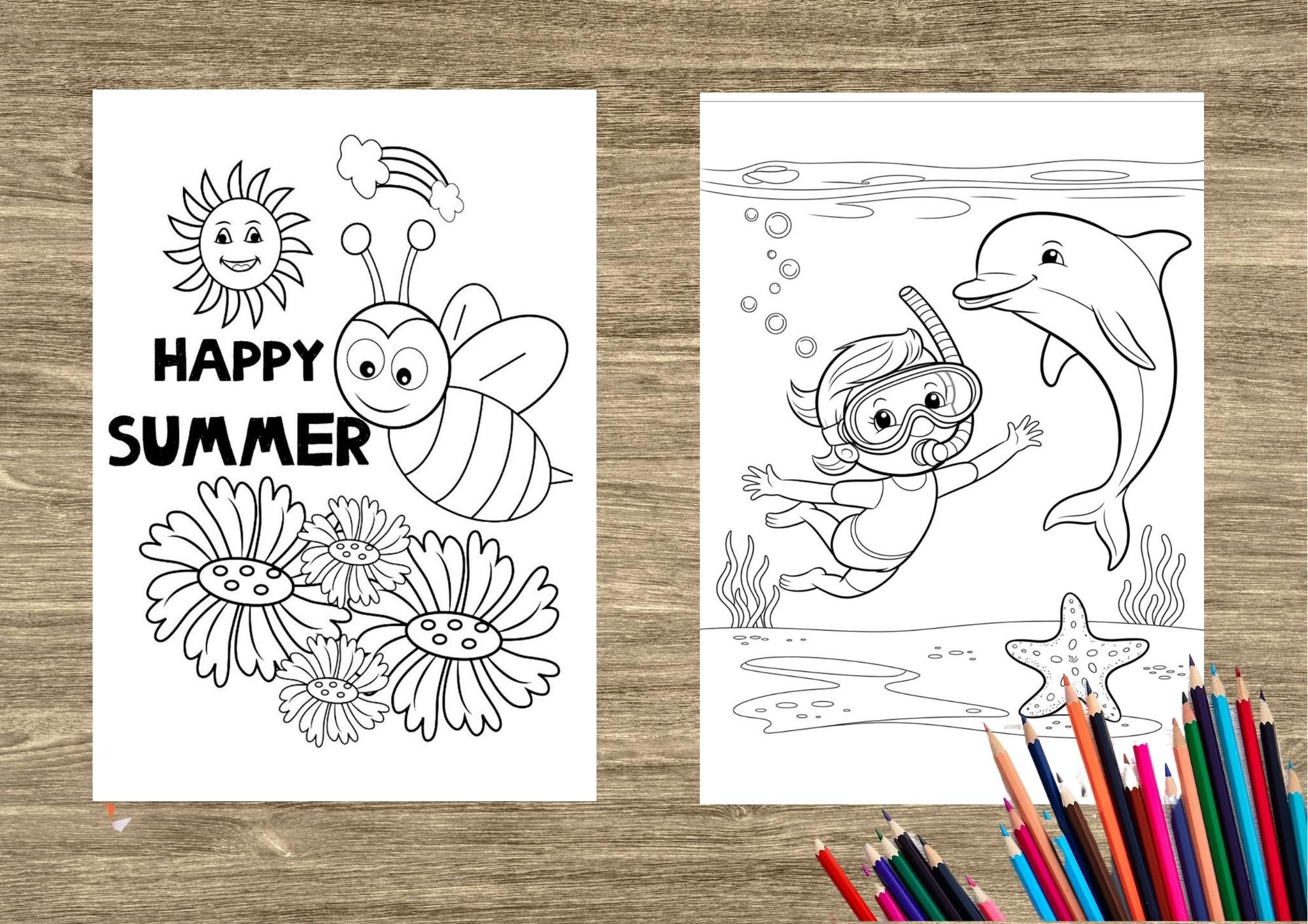 Summer Themed Coloring Pages for Kids | Beach, Sun, Vacation ...