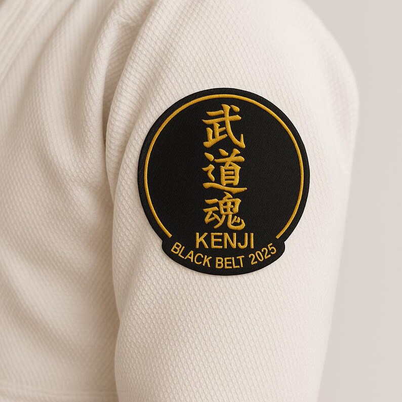 Custom Japanese Kanji Embroidered Patch: Martial Arts Black Belt Gift ...